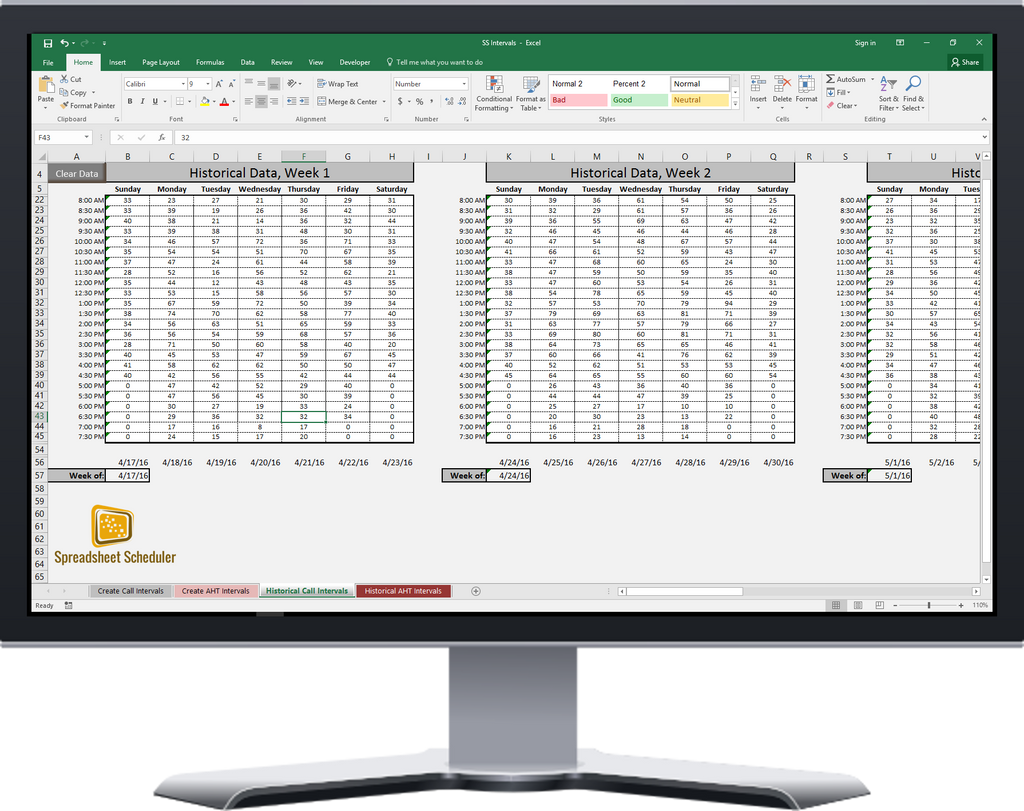 Forecast your call center arrival patterns (30 minute intervals ...
